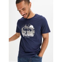 bonprix Herren T-Shirt "T-Shirt aus reiner Baumwolle", blau, Gr. 68, Obermaterial: 100% Baumwolle, Shirts, Regular Fit, Kurzarm-Design, aus reiner
