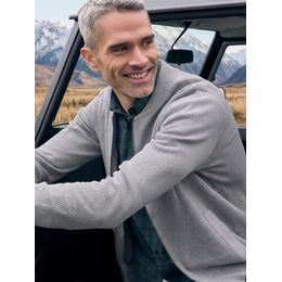 Lerros Herren Strickjacke "Strickjacke aus Baumwollstrick mit dezent flachem Kragen"platinum grau melange, Gr. L, 100% Baumwolle, Strickjacken