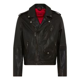 Hugo Herren Lederjacke "Levon", braun, Gr. L, unifarben, Obermaterial: 100% Rindsleder. Futter: 100% Polyester, Jacken, Biker-Style, echtes Leder,
