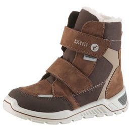 Ricosta Damen Winterstiefel "JANEK 50 WMS: weit", Gr. 26, braun, Lederimitat, Veloursleder, kontrastfarbene Details, Schuhe, Snowboots, Klettstiefel