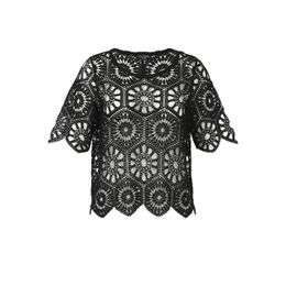 Via Appia Due Damen Ajourpullover "Pullover", schwarz, Gr. 50, uni, Obermaterial: 100% Baumwolle CO., Pullover, Gro&szlig;e Gr&ouml;&szlig;en