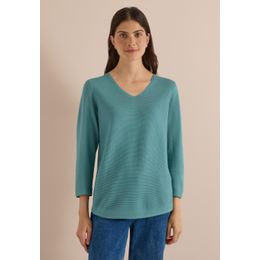 Cecil Damen V-Ausschnitt-Pullover, gr&uuml;n, Gr. XXXL, unifarben, Web, 60% Baumwolle, 40% Viskose, Pullover, im soften Baumwoll-Mix