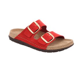 Rohde Damen Pantolette "Rodigo-D", Gr. 38, rot, Leder, unifarben, Schuhe, Sommerschuh, Schlappen, Hausschuh mit Schnallenverschluss