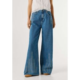 Pepe Jeans Damen Loose-fit-Jeans "trousers WIDE LEG HW JAIMY IKAT"11.5oz blau rigid denim, Gr. 29, 100% Baumwolle, Jeans