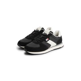 Tommy Jeans Herren Sneaker "TJM EVA RUNNER MIX MATERIAL", Gr. 41, schwarz-wei&szlig;, Lederimitat, Textil, Veloursleder, Schuhe, Freizeitschuh, Schn&uuml;rschuh