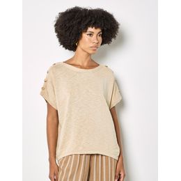 Apricot Damen Stricktop "Strick-T-Shirt", beige, Gr. 34, Strick, Obermaterial: 60% Baumwolle CO. 40% Viskose CV., Tops, mit dekorativen Kn&ouml;pfen