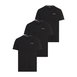 H.I.S. H.I.S Herren V-Shirt, schwarz, Basic, Gr. XL, bedruckt, Single Jersey, Obermaterial: 100% Baumwolle, Shirts, Kurzarm, Slim Fit, aus Baumwolle