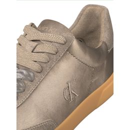 Calvin Klein Damen Plateausneaker "LOW PRO CUPSOLE WT SATIN MIX", Gr. 38taupe, Leder, Textil, aufgeraut, unifarben, Basic, Schuhe, Freizeitsneaker,