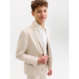 Jack & Jones Kinder Sakko "JPRMARTIN SUMMER BLAZER NO06 JNR", beige, Gr. 128, JACK & JONES JUNIOR, unifarben, Web, Obermaterial: 70% Baumwolle, 30% Leinen, Sakkos