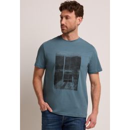 Street One MEN Herren T-Shirt, blau, Gr. L, bedruckt, Web, 100% Baumwolle, Shirts, aus reiner Baumwolle