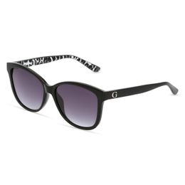 Guess GU7828 | Unisex-Sonnenbrille | Fassung: Vollrand, Butterfly, Kunststoff, Schwarz Gl&auml;nzend | Glasfarbe: Blaugrau Verlaufend