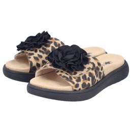Rieker Damen Pantolette, Gr. 39, braun, Nubuklederimitat, Textil, Schuhe, Sommerschuh, Hausschuh, Strandschuh mit bequemem Fu&szlig;bett