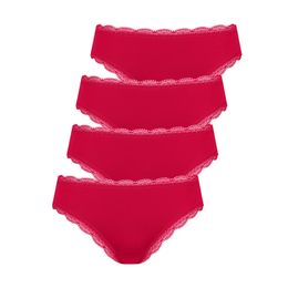LISCA Damen Slip "4er Pack Damen Slip Everyday", Gr. XXL, rot, Obermaterial: 75% Baumwolle CO. 15% Polyamid PA. 10% Elasthan EL., Unterhosen