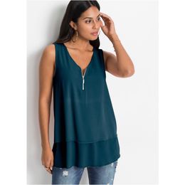 bonprix Damen Blusentopblaupetrol, Gr. 36, Web, Obermaterial: 95% Viskose, 5% Elasthan. Vorderteil: 97% Polyester, 3% Elasthan, Blusen, A-Linie, ohne