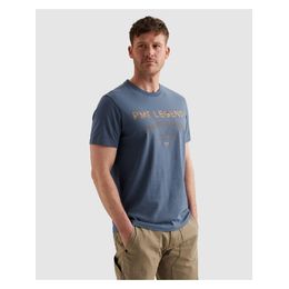 PME-Legend PME LEGEND Herren T-Shirt "Short sleeve r-neck single jersey graphic", blau, Gr. M, Jersey, Obermaterial: 100% Baumwolle, Shirts, mit Logo Print