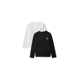 Jungen Langarmshirt "CHEST MONO LS T-SHIRT 2-PACK", schwarz-wei&szlig;, Gr. 6, Calvin Klein Jeans, unifarben, Single Jersey, Obermaterial: 100% Baumwolle,