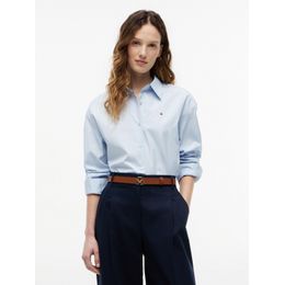 Tommy Hilfiger Damen Hemdbluse "SUMMER POPLIN LS BOXY SHIRT", blau, Gr. 34, unifarben, Web, Obermaterial: 100% Baumwolle, Blusen, Baumwolle, Boxy Fit