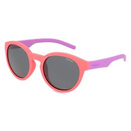 Polaroid PLD 8019/S | Kinder-Sonnenbrille | Fassung: Vollrand, Rund, Kunststoff, Pink | Glasfarbe: Grau