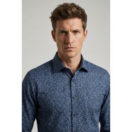 OLYMP Herren Langarmhemd "No. 6", blau, Gr. 39, gemustert, Web, Obermaterial: 100% Baumwolle, Hemden, Businesshemd, super slim, New York Kentkragen