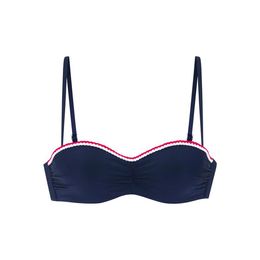 s.Oliver B&uuml;gel-Bandeau-Bikini-Top 'Junis' blau Gr. 38 Cup C. Mit Flechtdetails. Mit Seitlichen St&auml;bchen Und Mit B&uuml;gel. Nachhaltig.