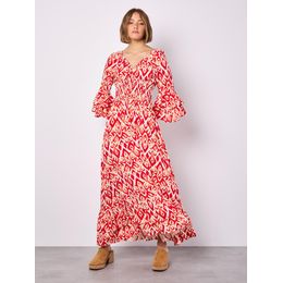Apricot Damen Maxikleid "Swirl Smock Maxikleid", rot, Gr. 34, gemustert, Obermaterial: 100% Viskose CV., Kleider, mit R&uuml;schen&auml;rmeln