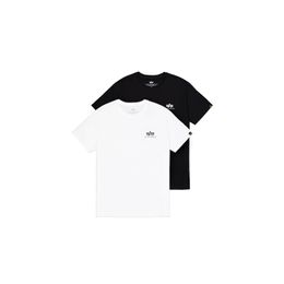 Herren T-Shirt "Basic T-Shirt SL 2 Pack", schwarz-wei&szlig;, Gr. XXXL, Alpha Industries, Obermaterial: 100% Baumwolle, Shirts