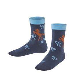 Falke Kinder Kurzsocken "Western Horses", Gr. 27, blau, Obermaterial: 85% Baumwolle CO. 12% Polyamid PA. 2% metallisierte Fasern MTF. 1% Elasthan