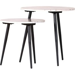Beistelltisch GUTMANN FACTORY, B:50cm H:50cm T:50cm, wei&szlig;, Wohnzimmer, Tische, "Marmoro, Couchtisch 2-er Set rund &Oslash; 50, &Oslash; 40 cm, H&ouml;he 50; 40 cm",