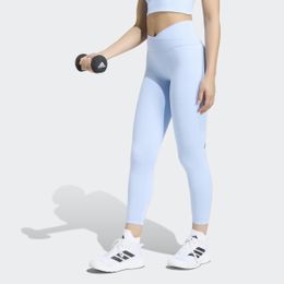 Damen Trainingstights "3-STREIFEN STUDIO ALL ME 7/8 X-OVER LEGGINGS", blau, Gr. S, adidas Performance, Obermaterial: 80% Polyester, 20% Elasthan,