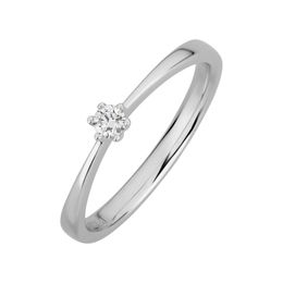 LYOMI Damen Fingerring "585/- Wei&szlig;gold 1 synth. Diam. 0,10 ct.", 054 (17,2), 0,1 VS = sehr kleine Einschl&uuml;sse, Goldwei&szlig;, Gold, Fingerringe