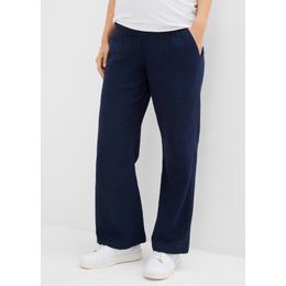 bonprix Damen Umstandshose, blau, Gr. 52, Obermaterial: 100% Baumwolle, Hosen, aus Baumwolle, atmungsaktiv, mit breitem Jerseybund
