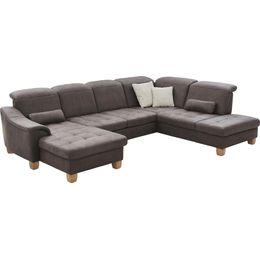 Wohnlandschaft DIE PLANBAR, B:341cm H:88cm T:243cm, braun, 100% Polyester, Sofas, "PP-LA23145 U-Form", inkl. Kopfpolsterverstellung,