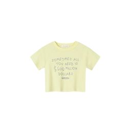 Damen T-Shirt "Another Cotton Lab 500 Crop Top"gelb, Gr. XS, ANOTHER COTTON LAB, bedruckt, 95% Baumwolle, 5% Elasthan, Shirts