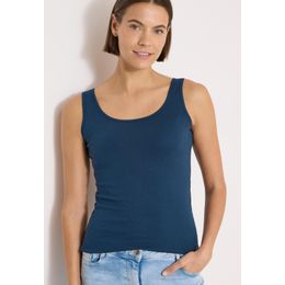 Cecil Damen Tr&auml;gertop, blau, Gr. XXL, unifarben, Web, 100% Baumwolle, Tops, aus reiner Baumwolle