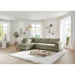 Ecksofa DIE PLANBAR, B:289cm T:197cm, gr&uuml;n, 100% Polyester, Wohnzimmer, Sofas, "MP-IN24153, L-Form, Breite 289 cm", wahlweise mit Schlaffunktion und