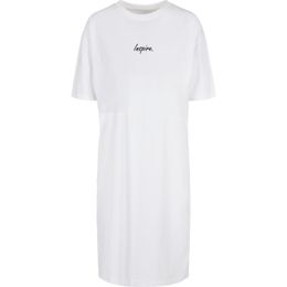 Merchcode Damen Shirtkleid "Merchcode Damen Ladies Inspire Oversized Slit Tee Dress", wei&szlig;, Gr. XS, 100% Baumwolle, Kleider