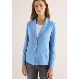 Cecil Damen Sweatblazer, blau, Gr. M, unifarben, Web, Obermaterial: 66% Viskose, 30% Polyester, 4% Elasthan, Blazer, mit Knopfverschluss und Viskose
