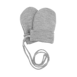 MaxiMo M&auml;dchen F&auml;ustlinge, grau, Gr. 1, unifarben, Strick, Wolle, Handschuhe, mit Merinowolle, weich gef&uuml;ttert, Halteband, basic, bequem
