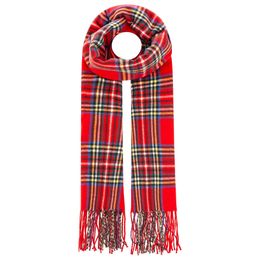 Zwillingsherz Damen Schal "Schmales Karo"rot, kariert, Obermaterial: 80% Polyester, 20% Viskose, Modet&uuml;cher, Viskose Mix, mit Fransen, klassisches