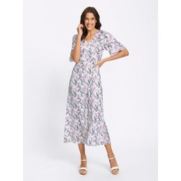 Inspirationen Damen Druckkleid "Druck-Kleid"ecru, marine, bedruckt, Gr. 40, gebl&uuml;mt, gemustert, 100% Viskose, Kleider