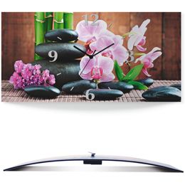 Wanduhr Artland, B:50cm H:25cm T:0,3cm, pink, Wohnzimmer, Wanduhren, "Spa Konzept Zen Steinen Orchideen", wahlweise mit Quarz- oder Funkuhrwerk,