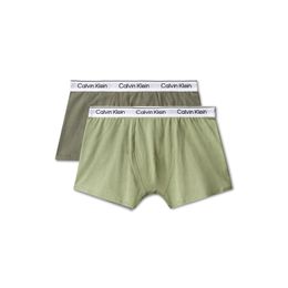Kinder Trunk "2PK TRUNK", Calvin Klein Underwear, Gr. 128, gr&uuml;n, Jersey, Obermaterial: 95% Baumwolle, 5% Elasthan, Unterhosen, mit Logobund