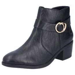Rieker Damen Stiefelette, Gr. 37, schwarz, Lederimitat, unifarben, Schuhe, Ankleboots, Blockabsatz, mit Innenrei&szlig;verschluss