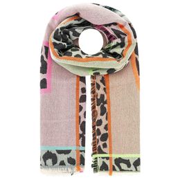 Zwillingsherz Damen Schal ""Wild Lettering Leo"", bunt, Obermaterial: 60% Polyacryl, 25% Baumwolle, 15% Wolle, Modet&uuml;cher, Neon Schriftzug, Leo