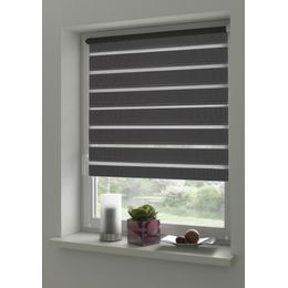 Doppelrollo Gardinia, B:50cm H:150cm, grau, Polyester, Rollos, "Duo Klemmrollo", vormontiert auf Montageschiene