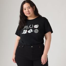 LEVI'S&reg; PLUS LEVI'S PLUS Damen T-Shirt "PL PERFECT TEE", schwarz, Gr. XL, bedruckt, Single Jersey, Obermaterial: 100% Baumwolle, Shirts, Country-Style