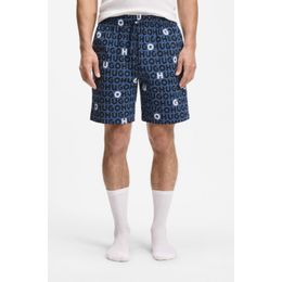 HUGO UNDERWEAR Herren Schlafshorts "TORTUGA", Gr. S, blau, Web, Obermaterial: 95% Baumwolle, 5% Elasthan, Hosen, Allover Print, Straight, elastischer