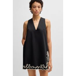 BOSS Orange Damen Blusenkleid "Dembrolai Premium Damenmode", schwarz, Gr. 38, unifarben, Web, Obermaterial: 100% Baumwolle, Kleider, mit Stickerei