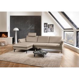 Ecksofa DIE PLANBAR, B:289cm T:180cm, beige, Wohnzimmer, Sofas, "PN-EM23050, L-Form, Breite 289 cm", Optional mit Echtleder-R&uuml;cken, Kopfst&uuml;tze, Sitz-
