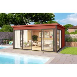 Gartenhaus Lasita Maja, rot, Massivholz, Gartenh&auml;user, "DOMEO 5", 44 mm Wandst&auml;rke
